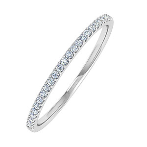 0.08 Carat Diamond Wedding Anniversary Stackable Ring in 925 Sterling Silver (Ring Size 6)
