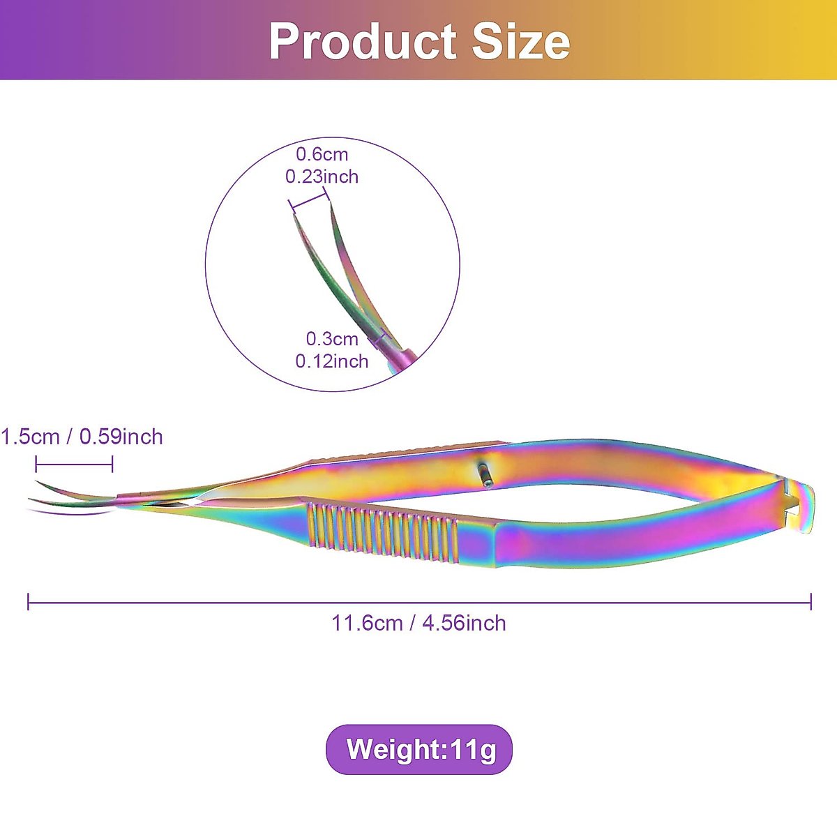 CGBE 4.5 Inch Embroidery Sewing Scissor, Spring Action Curved Blade Eyebrow Trimming Scissor Curved Tip Thread Scissor for Ear Nose Mustache Sewing, Arts & Craft (Color)