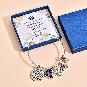 Aunt Gifts from Niece And Nephew Aunt Bracelet Aunt Christmas Gifts Best Aunt Ever Gifts Auntie Charm Bracelets Gifts for Women Gift for Aunt Meaningful Auntie Bangle Jewelry Presents for Aunty