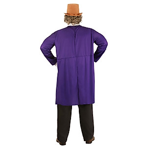 Plus Size Willy Wonka Costume for Men, Purple Jacket Chocolate Factory Uniform for Movie Cosplay & Halloween 4X