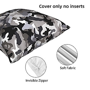AdaNti Black Grey White Camo Print Throw Pillow Cover Square Soft Cushion Cover Throw Pillow Case for Home Decor Living Room Bed Couch Car 12"x12"