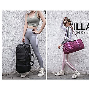 WSLCN Travel Duffel Bag Gym Sports Duffle Bag with Wet Pocket & Shoes Compartment Water Resistant Luggage Packable Duffle Bag Weekender Bag for Women and Men navy purple 20-35L