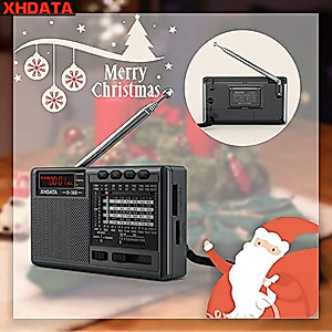 XHDATA D368 Shortwave AM FM 12 Band DSP Stereo Portable Radio MP3 Player Wireless BT Speaker with Rechargeable Battery Multimedia Speaker Support Micro SD Card USB Flash Drives (Black)