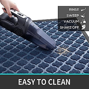 DEXI Door Mat Front Indoor Outdoor Doormat Small Heavy Duty Rubber Outside Floor Rug for Entryway Patio Waterproof Low-Profile,17"x29",Navy Blue
