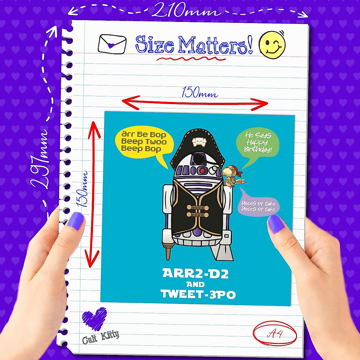 Cult Kitty Arr2 - Funny Pirate Birthday Card for Men - Thick, Premium Birthday Card for Men, Great Pirate or Funny Card with Colourful Envelope