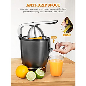 OSTBA Citrus Juicer Electric, Orange Juicer with Two Cones, Lemon Lime Grapefruit Orange Juice Squeezer, Anti-drip Spout, Stainless Steel Handle, Easy to Clean and Use