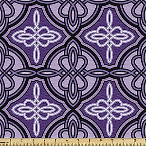 Ambesonne Celtic Fabric by The Yard, Unique Celtic Knot with Swirling and Twisted Line Details Print, Decorative Fabric for Upholstery and Home Accents, 1 Yard, Violet Lilac
