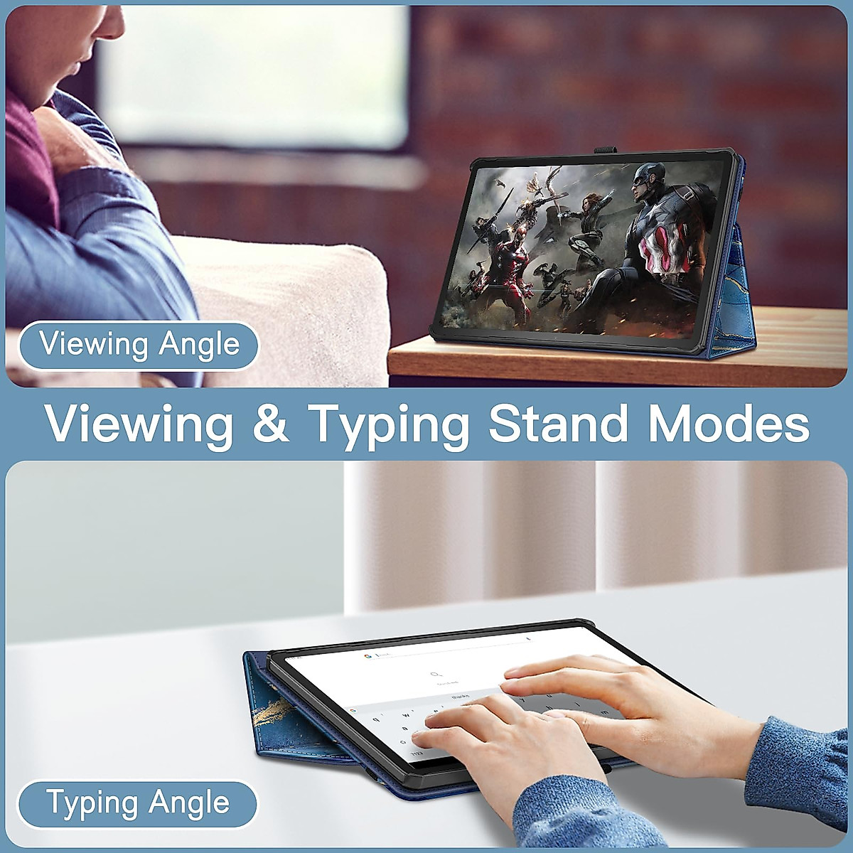 Fintie Folio Case for Amazon Fire Max 11 (13th Generation, 2023 Release) - Premium Vegan Leather Slim Fit Folding Stand Cover for Fire 11 Max Tablet with Auto Sleep/Wake, Ocean Marble