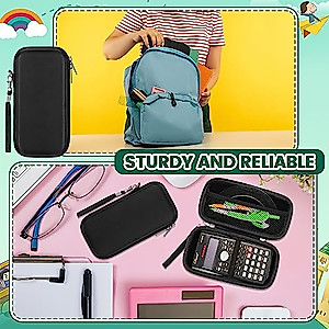 Hoteam 10 Pcs Scientific Calculator Case Graphing Calculator Case for Hard Travel Protective Case 7.3'' x 3.5'' Calculator Storage Holder Organizer with Mesh Pocket for Students, Worker (Black)