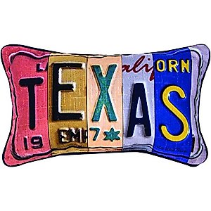 Manual Woodworkers & Weavers Vanity Plates Throw Pillow, Texas, 14.5 x 9