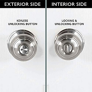 Ilyapa Privacy Door Knobs for Bed and Bath - Colonial Style, Satin Nickel Interior Keyless Turn Thumb Locking Round Door Handle, Satin Nickel, 10 Pack