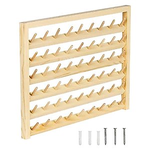 pizarra 54 Spool Sewing Thread Stand, Wall Mount Sewing Thread Stand with, Wooden Embroidery Organizer for Sewing