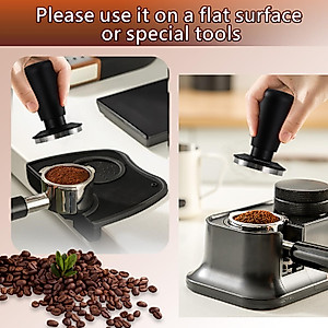 AMESEDAK 53.3mm Espresso Tamper, Premium Barista Tamper with Calibrated Spring, 23lb Coffee Tamper with Anodized Aluminum Handle & Stand for Espresso Coffee Machine (Black)