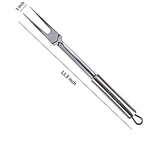 Begatter Meat Carving Fork, 13.3 Inch Long Cooking Fork for Kitchen, Stainless Steel Serving Fork Barbecue Fork, 2 Pieces