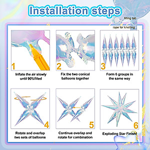 Tellpet Starburst Balloons, 50 Pcs Star Balloons 12 Spike Foil Explosion Party Balloons for Decoration Birthday Wedding Decorations