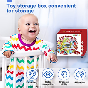 AZEN 18Pcs Baby Toys 3-6 Months, Baby Rattles 0-6 Months, Newborn Infant Baby Toys 0-3 Months, Baby Rattles 0-6 Months, Baby Toys 6 to 12 Months, Baby Boy Girl Gifts Set