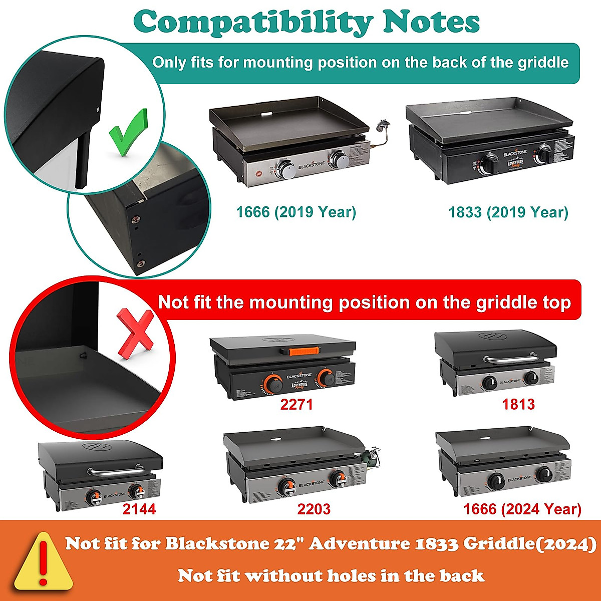 5011 Hard Cover Hood with Temperature Gauge for Blackstone 22 inch Table Top Griddle, Griddle Lid and Heavy Duty Grill Cover & Bag for Blackstone 22" Table Top Griddles, Black