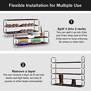 SOONEEDEAR 5 Tiers Shoe Organizer,Shoe Rack,Closet Shoe Organizer, Space Saving Shoe Tower Cabinet Stackable Shelves Holds 20-25 Pairs