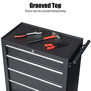 Winado 4-Drawer Tool Chest with Wheels & Lock & Key, Heavy Duty Cart Rolling Tool Box on Wheels, Metal Storage Cabinet, Rolling Tool Cart with Drawers for Garage, Warehouse & Repair Shop