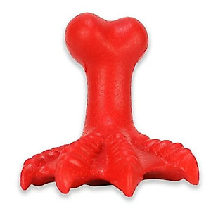 Dog Toy Topia Dog Toys ∣ Dog Toys for Aggressive Chewers ∣ Soft Rubber Dog Toys ∣ Soft Texture Foot Dog Toys for Large Dogs & Squeak Chicken Foot Toys, Red, Pack 1