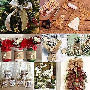 GEDLIRE Christmas Burlap Ribbon Wired, 2.5 inch 50 Yards Natural Jute Christmas Tree Brown Ribbons, Fabric Ribbon Rolls for Gift Wrapping, DIY Crafts, Big Bow, Wreath, Wedding Party Home Decorations