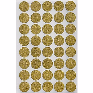 Royal Green Glitter Gold Circle Stickers 3/4 Diameter - Envelope Seals - 0.75 inch 19mm Rounds - 200 Pack
