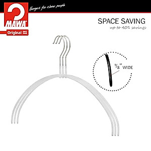 Mawa Narrow Petite Clothing Hangers, Steel Hanger with Non-Slip Coating, for Shirts, Dresses, Camisoles, T-Shirts, Space-Saving, 360-degree Rotatable Hook, 20 Count (Pack of 1)