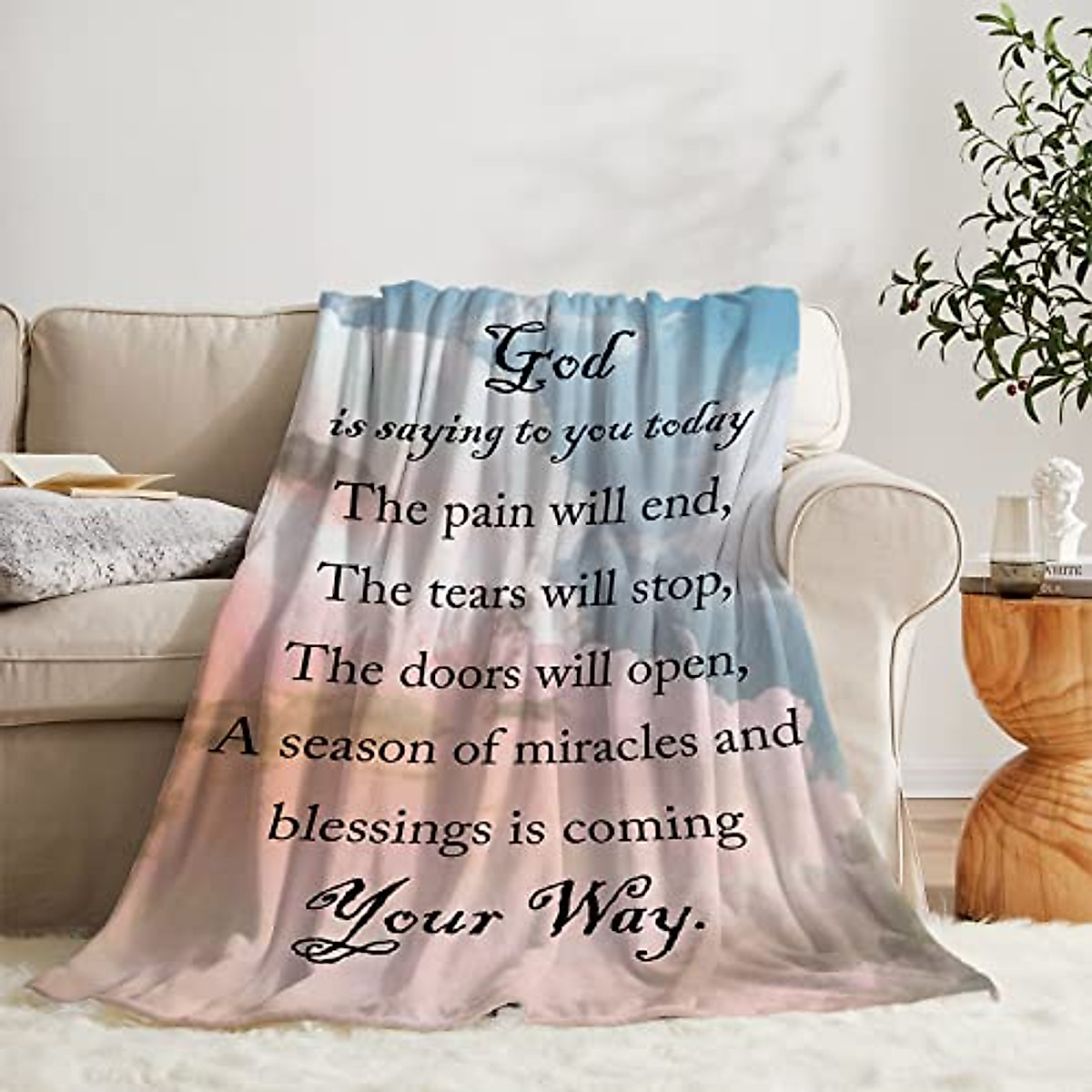 Bible Verse Blanket Christian Gifts for Women Prayer Throw Blanket with Inspirational Thought Religious Spiritual Catholic Gifts for Women Get Well Soon Gifts for Women Healing Blanket 60"x50"
