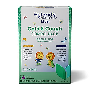 Kids Cold Medicine for Ages 2+, Hyland's Naturals Kids Cold & Cough, Day and Night Value Pack, Grape Syrup, Cough Medicine for Kids, 4 Fl Oz Each, 2 Count (Pack of 1)