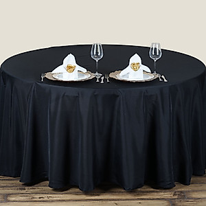 TABLECLOTHSFACTORY 70 Inch Black Round Tablecloth - Linens Polyester Table Cloth, Stain and Wrinkle Resistant Washable Table Cover for Wedding, Party, Banquet, and Restaurant