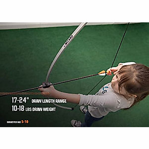 Bear Archery Wizard Bow for Youth, Recommended Ages 5-10, Ambidextrous, Continuous Draw Weight Up to 18 lb., Continuous Draw Length Up to 24-inches