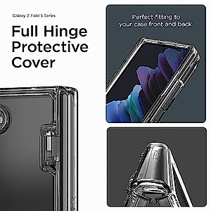 VRS DESIGN Phone Case for Samsung Galaxy Z Fold 5 5G (2023) [Terra Guard Modern GO] Holds up to 2 Cards Wallet Case, Hinge Protection Case with Tempered Glass Screen Protector (Matte Black)