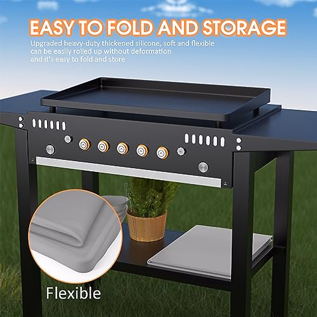 Silicone Griddle Cover for 28" Blackstone Grill -Upgraded Full-Edge Design, Heavy Duty Food Grade Silicone Griddle Mat - All Season Protective Griddle Top Cover for Blackstone Grill