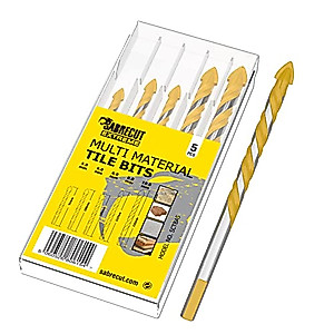 SabreCut SCTBA5 Multi-Material Tile Drill Bits Set for Ceramic Porcelain Granite Marble with Durable Storage Box