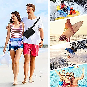 Waterproof Pouch with Waist Strap Beach Accessories Best Way to Keep Your Phone and Valuables Safe and Dry Perfect for Boating Swimming Snorkeling Kayaking Beach Pool Water Park 2 Pack Black+Blue