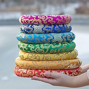 Singing Bowl Brocade Ring Cushion, Pillow For Buddhist Sound Bowl Nepal 7 Sizes Optional, Perfect Match Of Singing Bowl, O-ring Silk Brocade (Size : KIT 8-14 INCH)