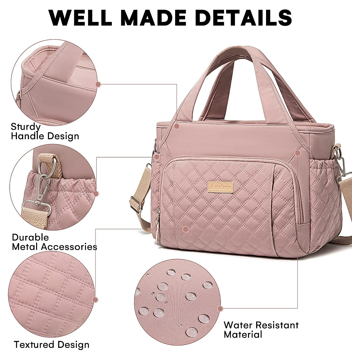 Artelaris Lunch Bag for Women, Insulated Lunch Box for Work, Large Leakproof Cooler with Side Pockets and Removable Shoulder Strap Women's Lunch Bag, Picnic School Beach Cute Lunch Bags