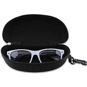 alladaga 3 Pack Zipper Shell Eyeglasses and Sunglasses Case with Plastic Carabiner Hook (Black)