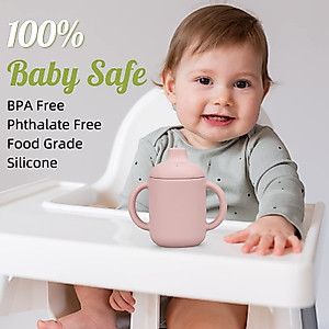 Mintlyfe Baby Sippy Cup, Silicone Trainer Cup Toddler for Boys and Girls, Unbreakable, Spill Proof and Two Handle Learner Cup Sippy Cup for Toddlers, 4oz (Ether)