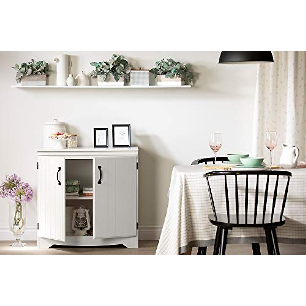 South Shore Farnel 2-Door Storage Cabinet-Pure White, Tall with 4