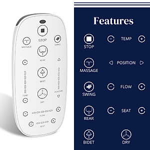 Smart Bidet Toilet Seat with Heated Seat, Electronic Bidet Seat with Wireless Remote/Side Panel/Various Washing Settings/Warm Water/Air Dryer and Nightlight