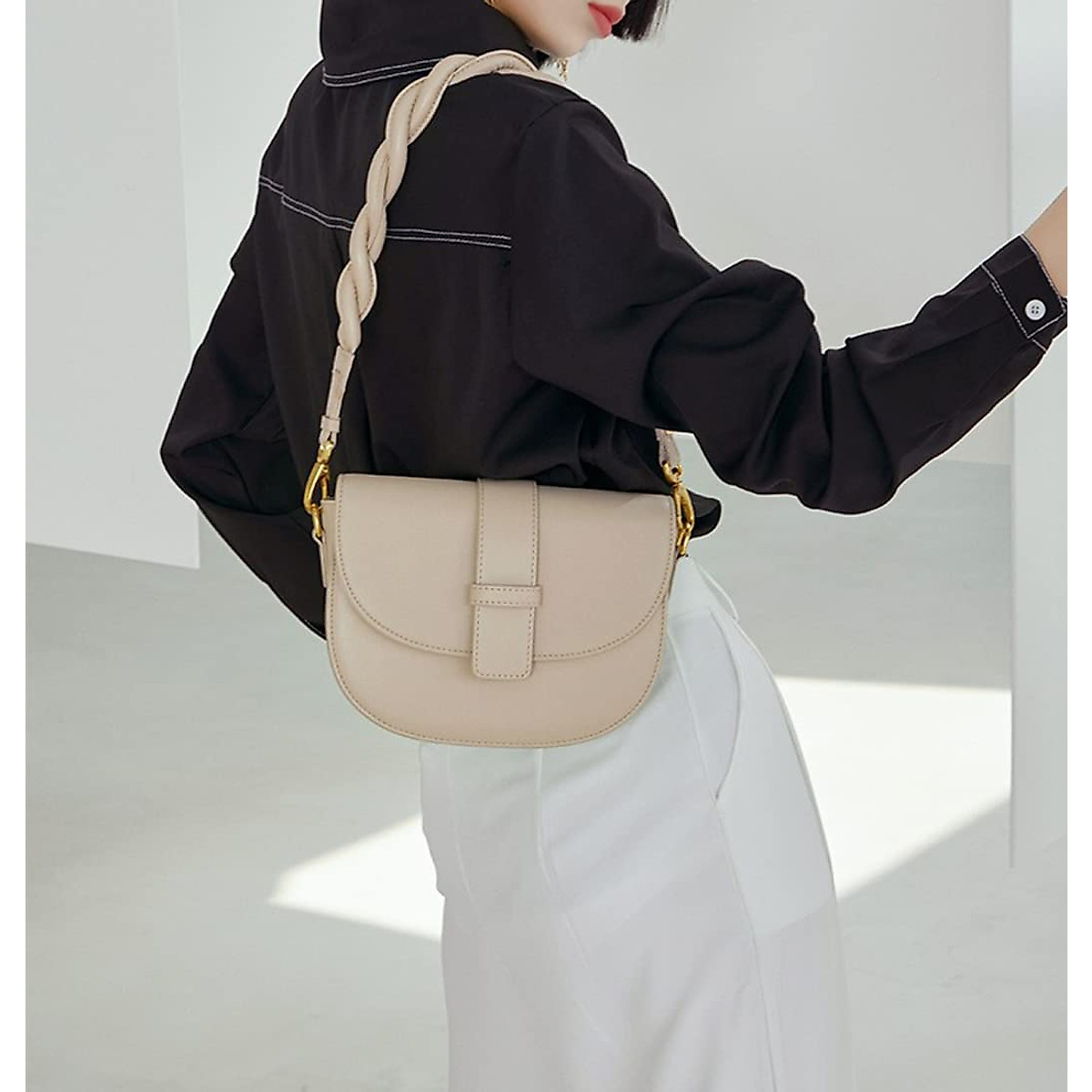 YXBQueen Black Bags for Women Purses and Handbags Genuine Leather Crossover Bag Over the Shoulder