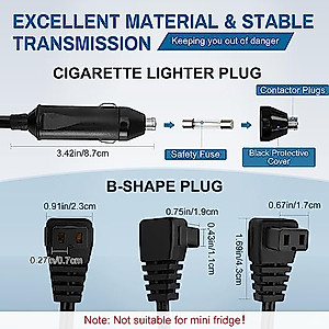 13.12 FT DC Power Cord Cable 12V/24V for Car Refrigerator Car Fridge Freezer Compatible with Alpicool, Bodega, Euhomy, BougeRV, Dometic, ICECO, Setpower, JoyTutus, ARB Etc Most Brands (13.12ft Black)