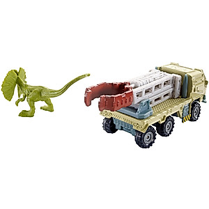 MATCHBOX JURASSIC WORLD DINO TRANSPORTERS DILOPHO-LOADER Vehicle and figure