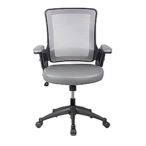 Techni Mobili Height Adjustable Arms Mid-Back Mesh Task Office Chair, 25" W x 25" D x 34" H, Gray