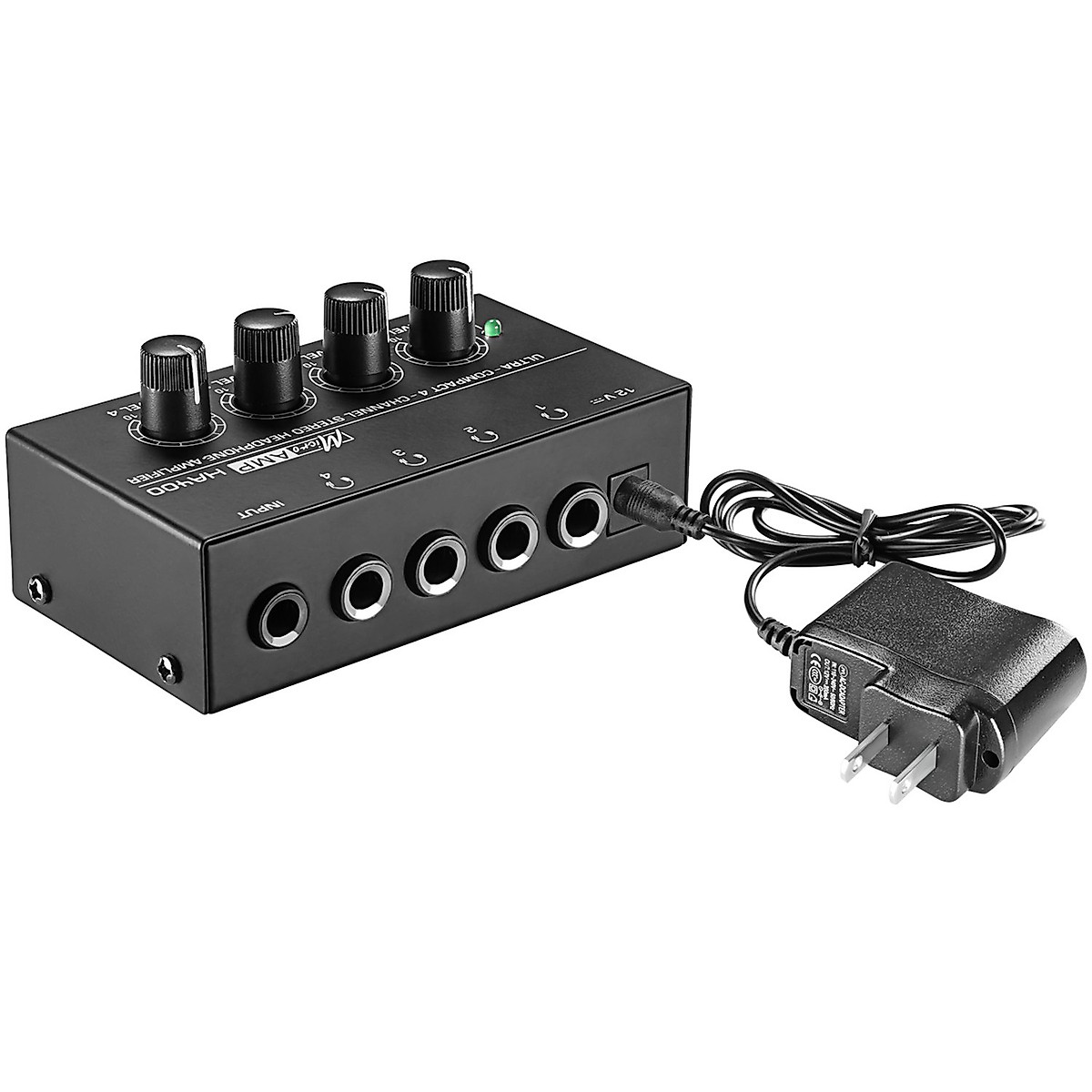 Neewer Super Compact 4-Channel Stereo Headphone Amplifier with DC 12V Power Adapter for Sound Reinforcement, Studio, Stage, Choir, Personal Recording, Features Ultra Low Noise (Original Version)