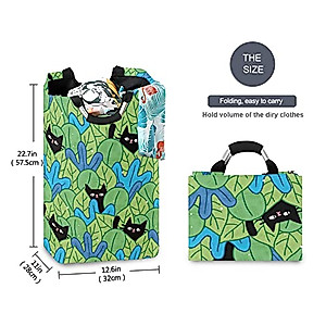 Kigai Cartoon Black Cat Laundry Basket Large Collapsible Waterproof Laundry Hamper with Handles Portable Storage Basket Dirty Clothes Toys Organizer for College Dorms, Nursery, Bathroom