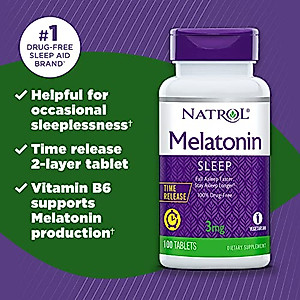 Natrol Melatonin Time Release Tablets, 3mg, 100 Count