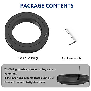 Lightdow T/T2 Mount Lens Adapter Ring for Canon EOS Rebel T3 T3i T4i T5 T5i T6 T6i T6s T7 T7i SL1 SL2 6D 7D 7D 60D 70D 77D 80D 5D II/III/IV DSLR Camera