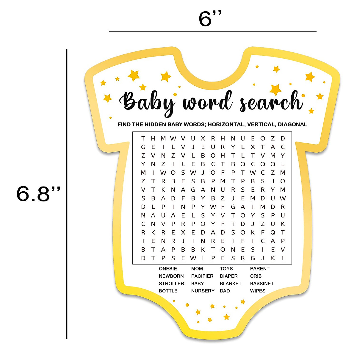 Misaidou Baby Shower Game, 30 Card Set with Answer Card, Tabletop Game for Baby Shower Party & Gender Reveal Games, Modern Design, Unisex Theme, 5x7 inches